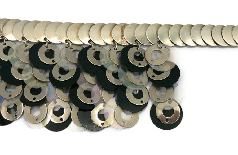 PACO RABANNE Vintage Rhodoid and Metal Discs Necklace For Sale at 1stDibs