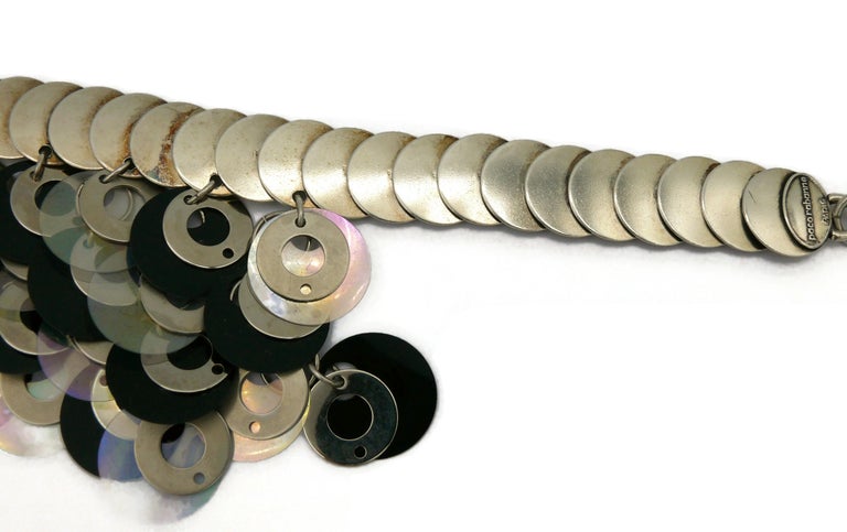 PACO RABANNE Vintage Rhodoid and Metal Discs Necklace For Sale at 1stDibs