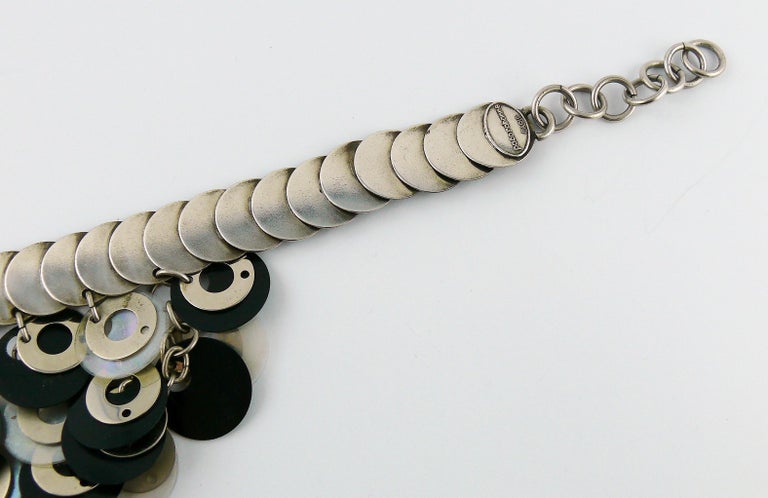Paco Rabanne Vintage Rhodoid and Metal Discs Necklace at 1stDibs | paco rabanne necklace