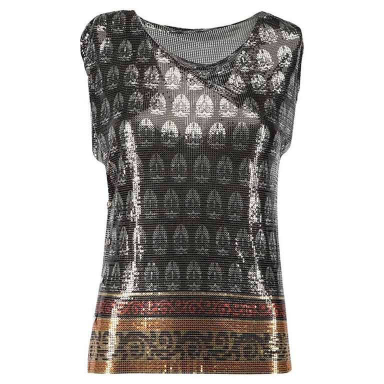Paco Rabanne Women's Metallic Patterned Chainmail Top For Sale at 1stDibs