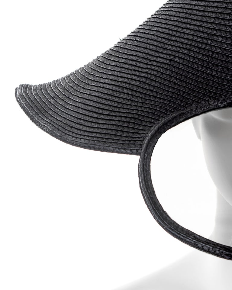 Paco Rabanne x Regis Haute Couture black straw hat with vinyl visor, ss ...