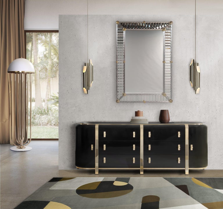 "Padova" Murano Glass Mirror Rectangular, in Venetian Style by Fratelli ...