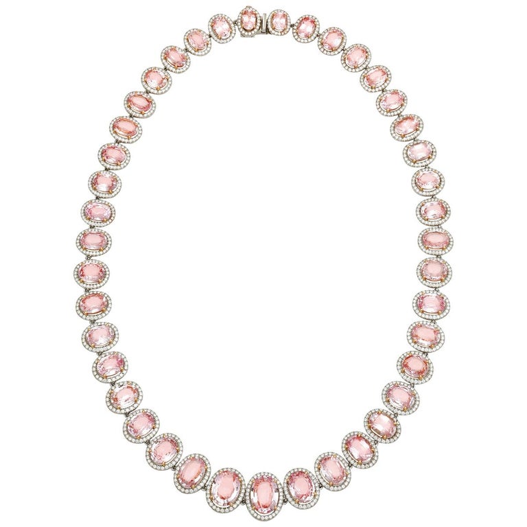 Padparadscha Sapphire Necklace, 58.31 Carat at 1stDibs | padparadscha ...