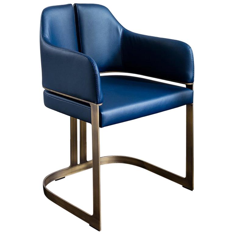 Padus Host Dining Chair with Arm, Bronze Patina, Contemporary, Art Deco ...