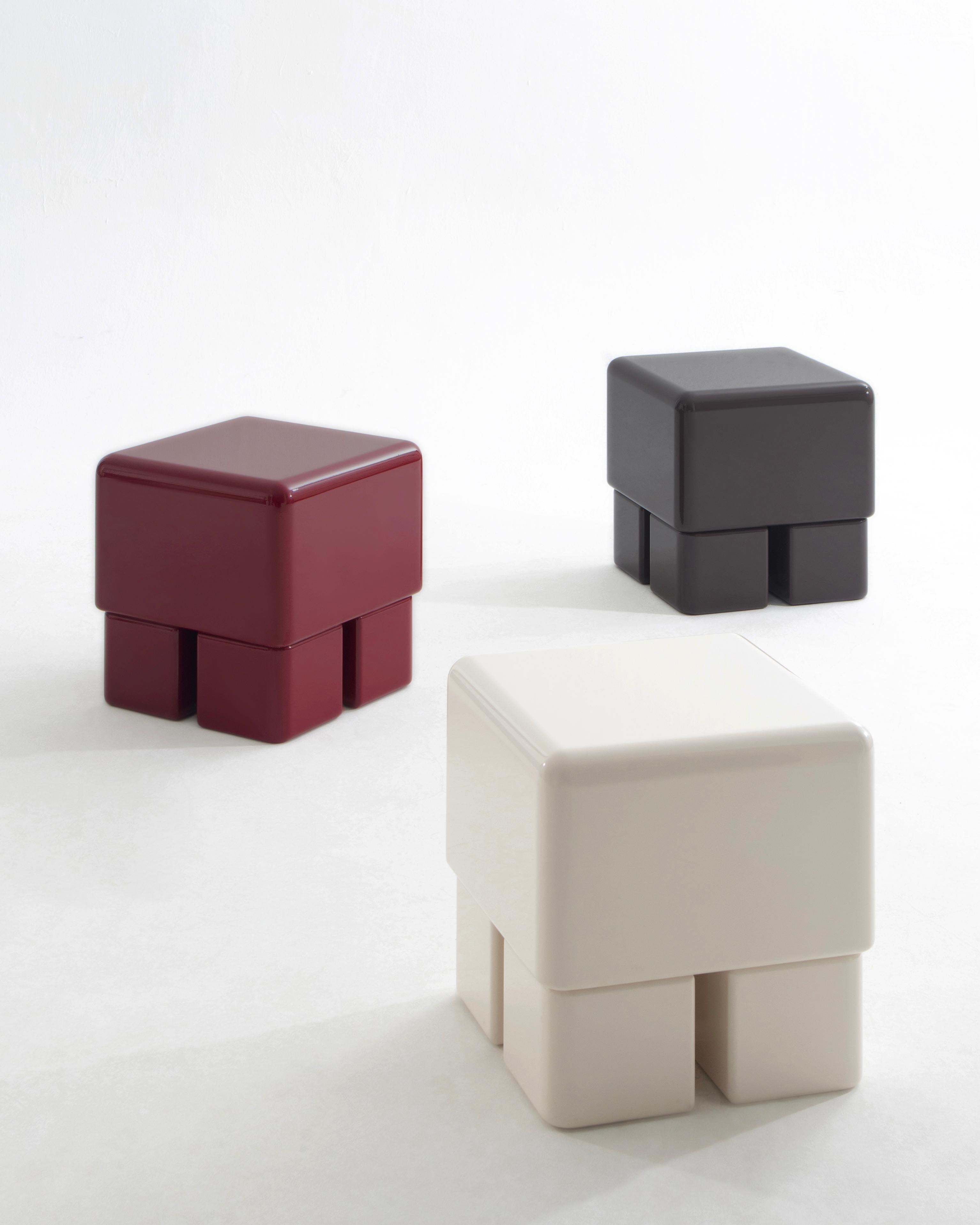 Paffuto Cream Lacquered Side Table/ Stool For Sale at 1stDibs