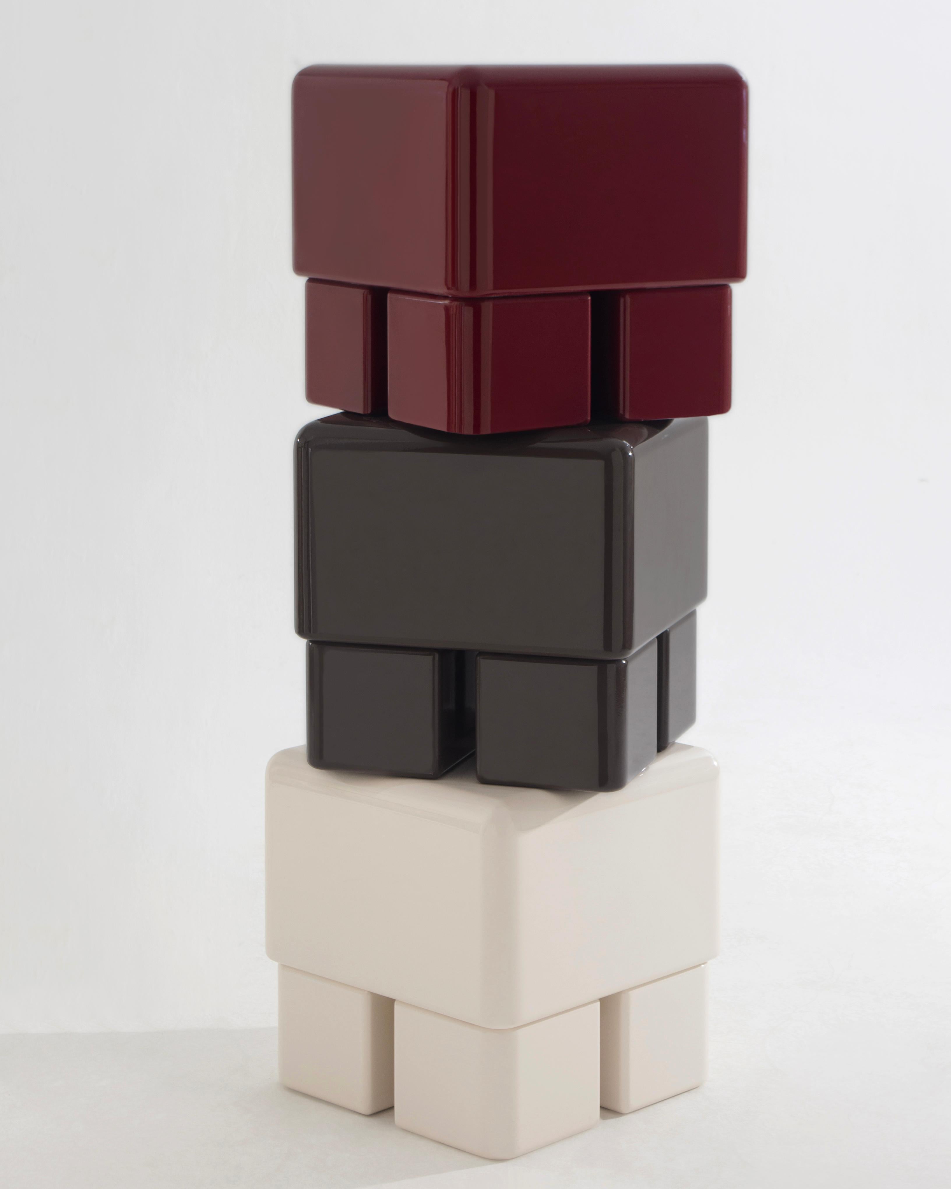 Paffuto Cream Lacquered Side Table/ Stool For Sale at 1stDibs