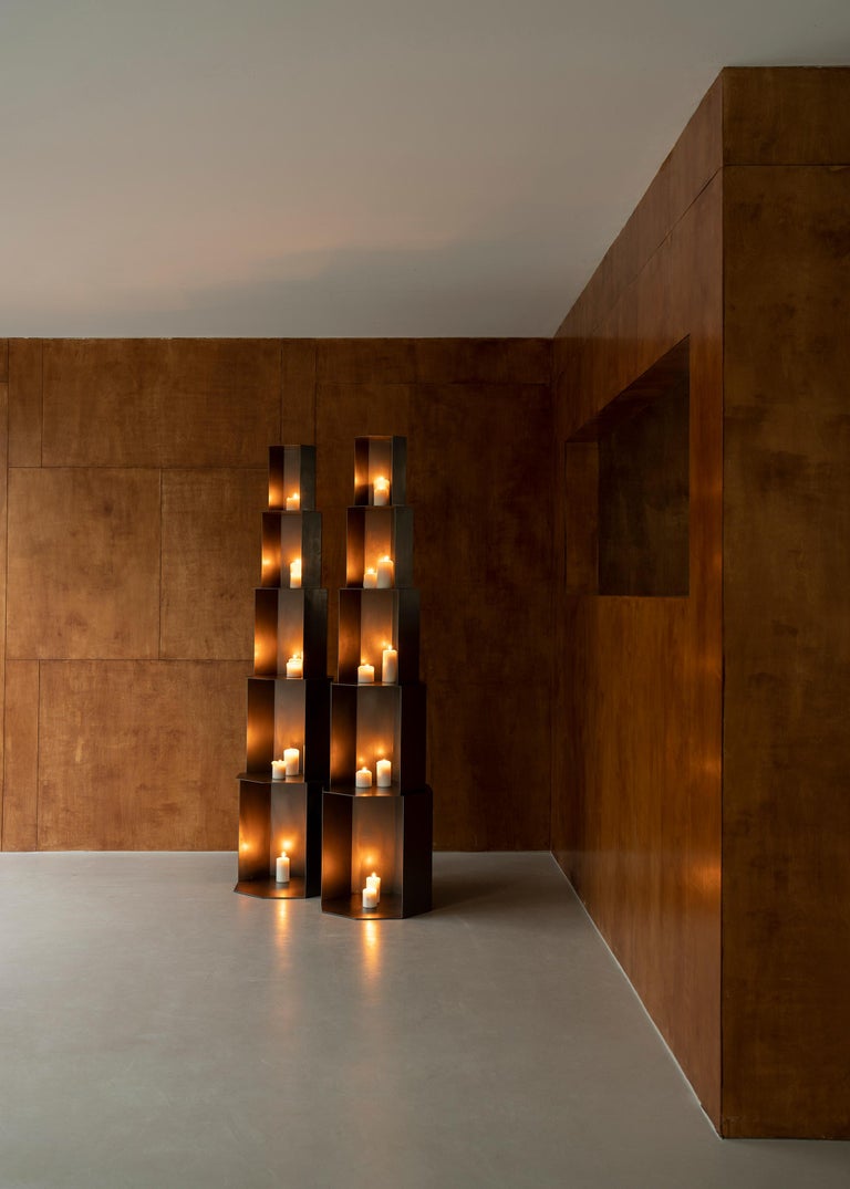 Pagoda #02, Sculptural Display Cabinets by Singchan Design Black Colour ...