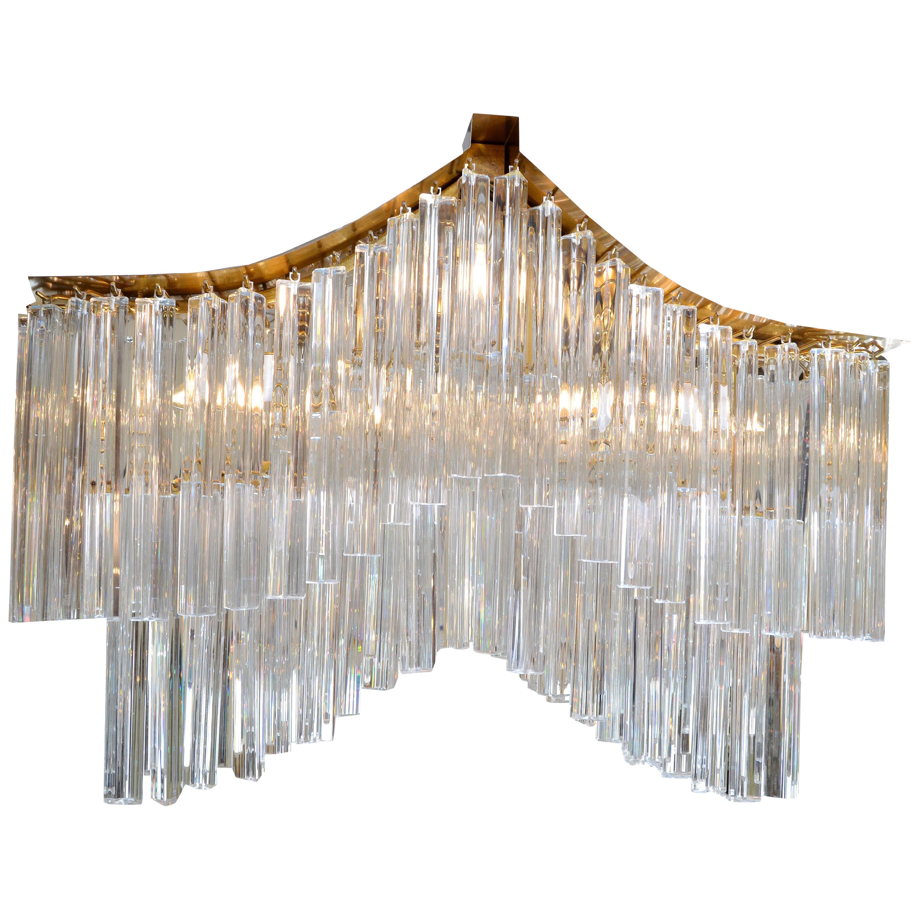 Pagoda Chandelier in Crystal and Brass at 1stDibs