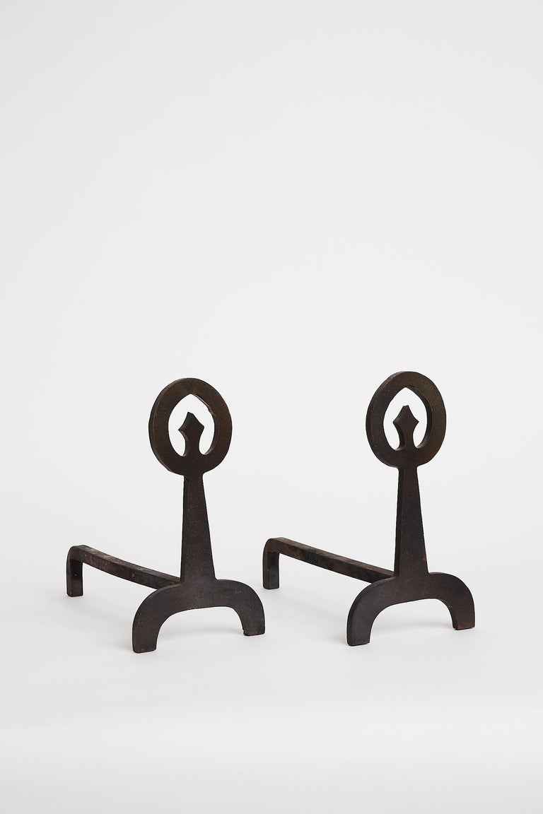 Pair of Midcentury Iron Fire Dogs at 1stDibs