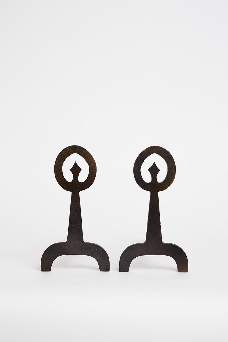Pair of Midcentury Iron Fire Dogs at 1stDibs