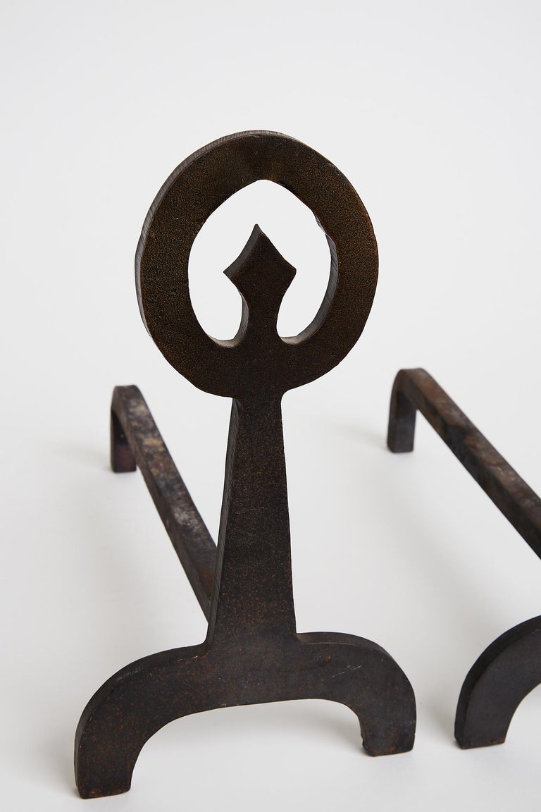 Pair of Midcentury Iron Fire Dogs at 1stDibs