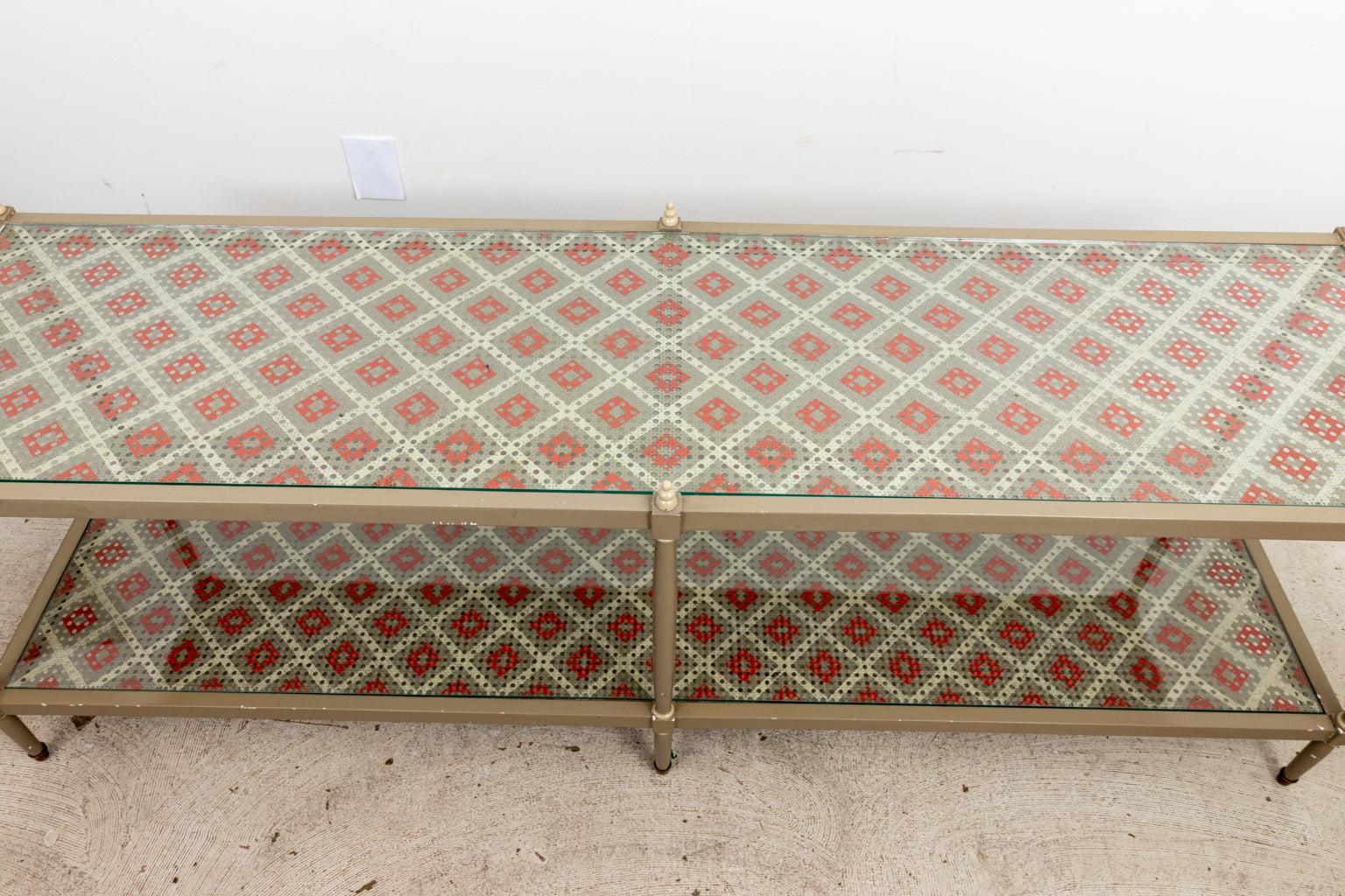 Paint Decorated Caned Console Table For Sale at 1stDibs