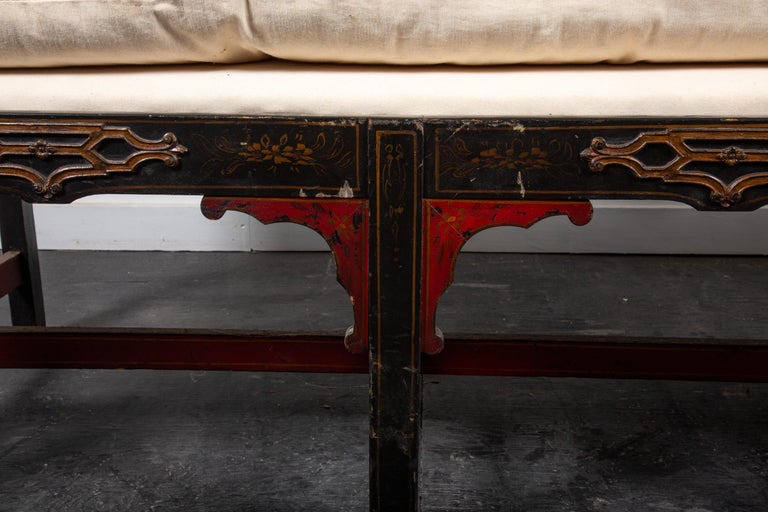 Paint Decorated Chinese Chippendale Bench, 1930 For Sale at 1stDibs