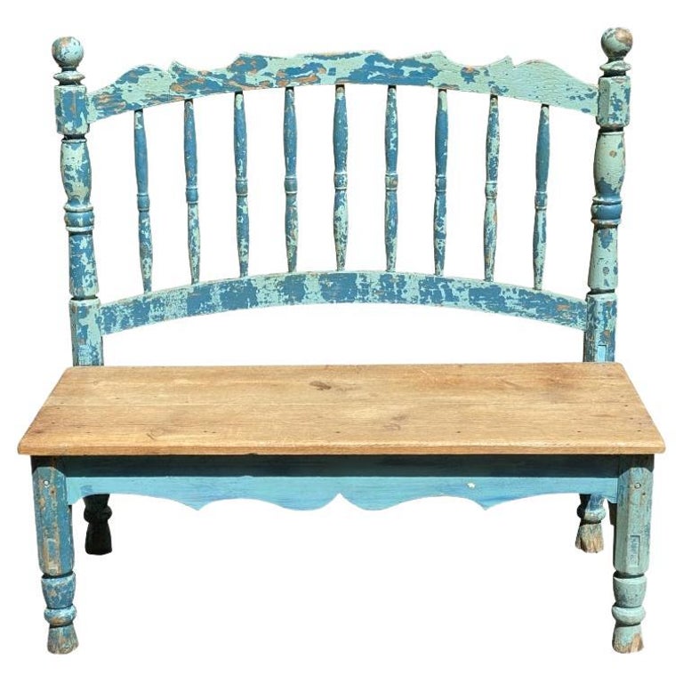 Paint Decorated Santa Fe Bench For Sale at 1stDibs