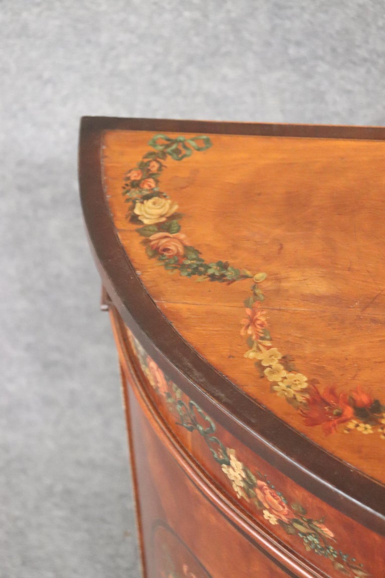 Paint Decorated Satinwood English Adams Style English Commode circa ...