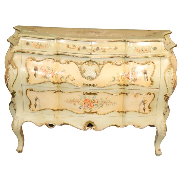 Paint Decorated Venetian Bombe Rococo Commode, Circa 1920s For Sale at ...