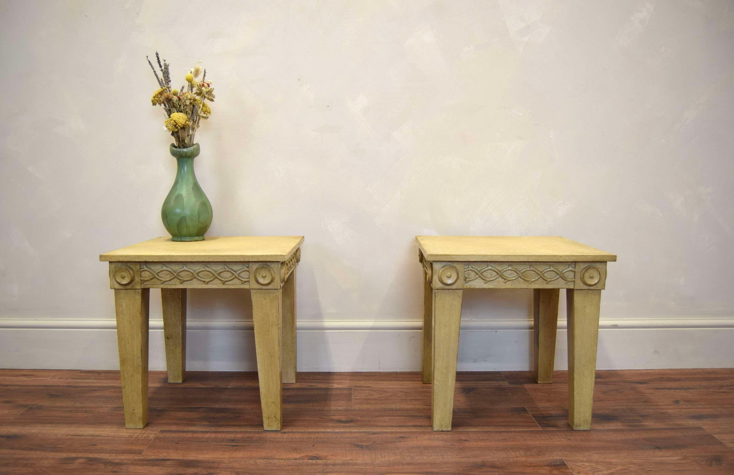 Painted, 20th Century Side Tables with Bullseye and Vine Detailing For ...