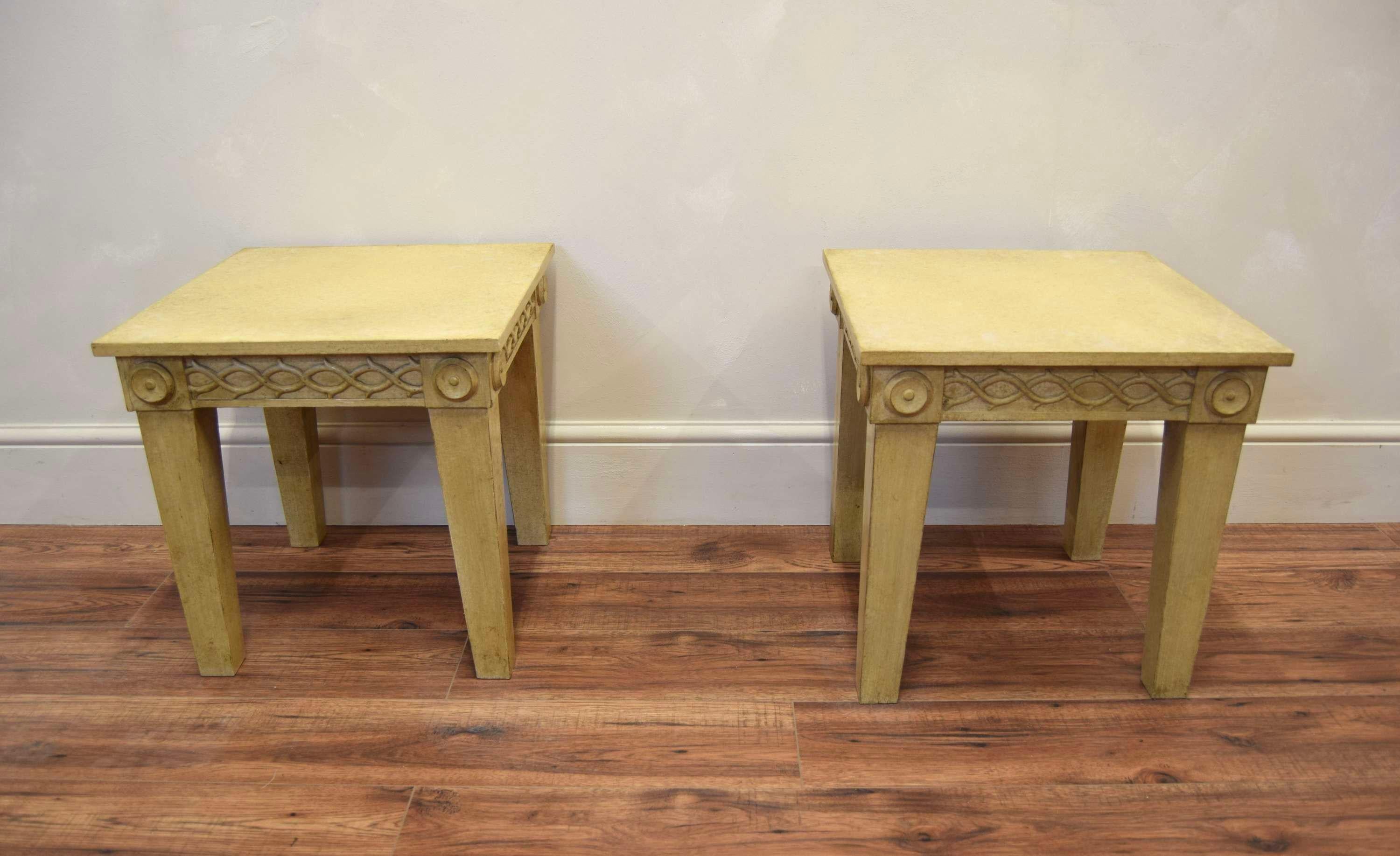 Painted, 20th Century Side Tables with Bullseye and Vine Detailing For ...
