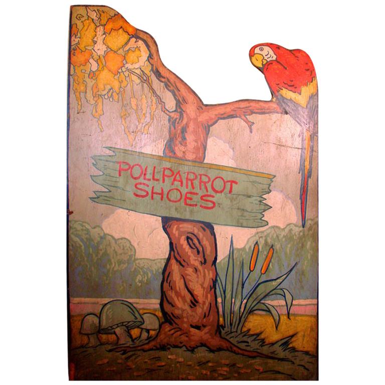Painted Advertising Panel for Poll Parrot Shoes For Sale at 1stDibs