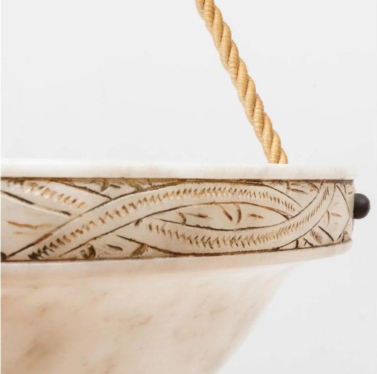 Painted Alabaster Dish-Form Three-Light Chandelier For Sale at 1stDibs