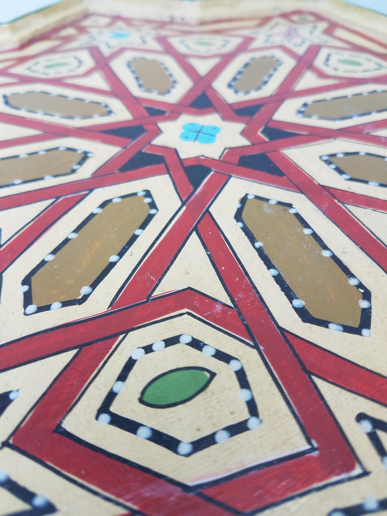 Painted and Carved Moroccan Star Table, Natural or Beige at 1stDibs