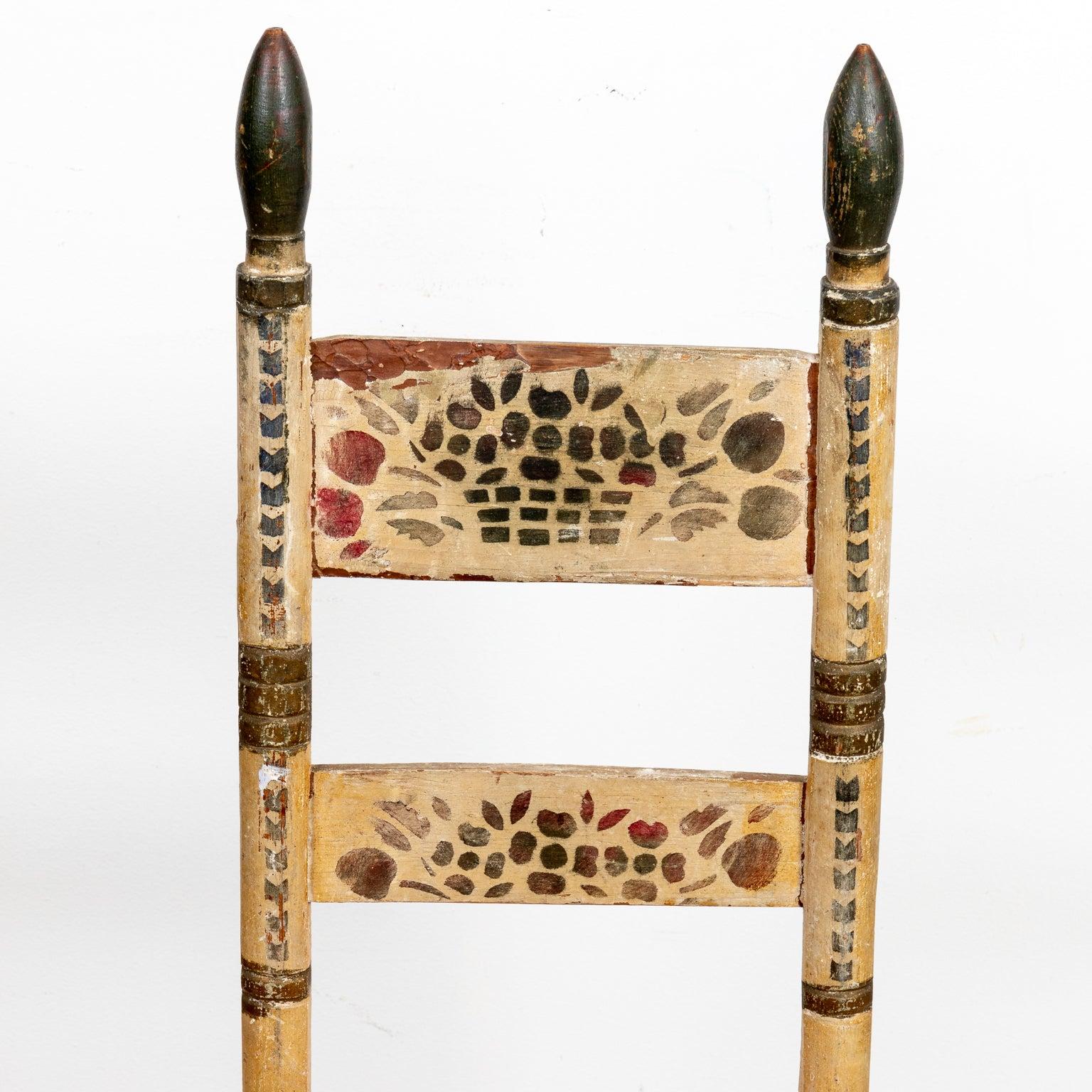 Painted and Decorated Ladder Back Side Chair For Sale at 1stDibs