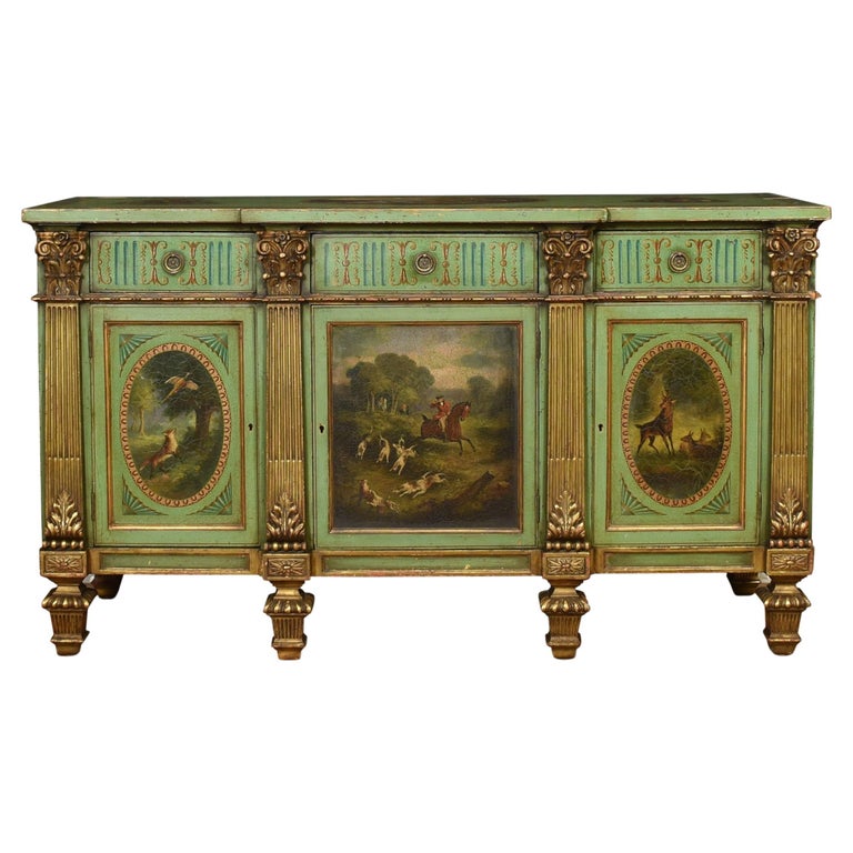 Painted and Gilded Breakfront Sideboard at 1stDibs