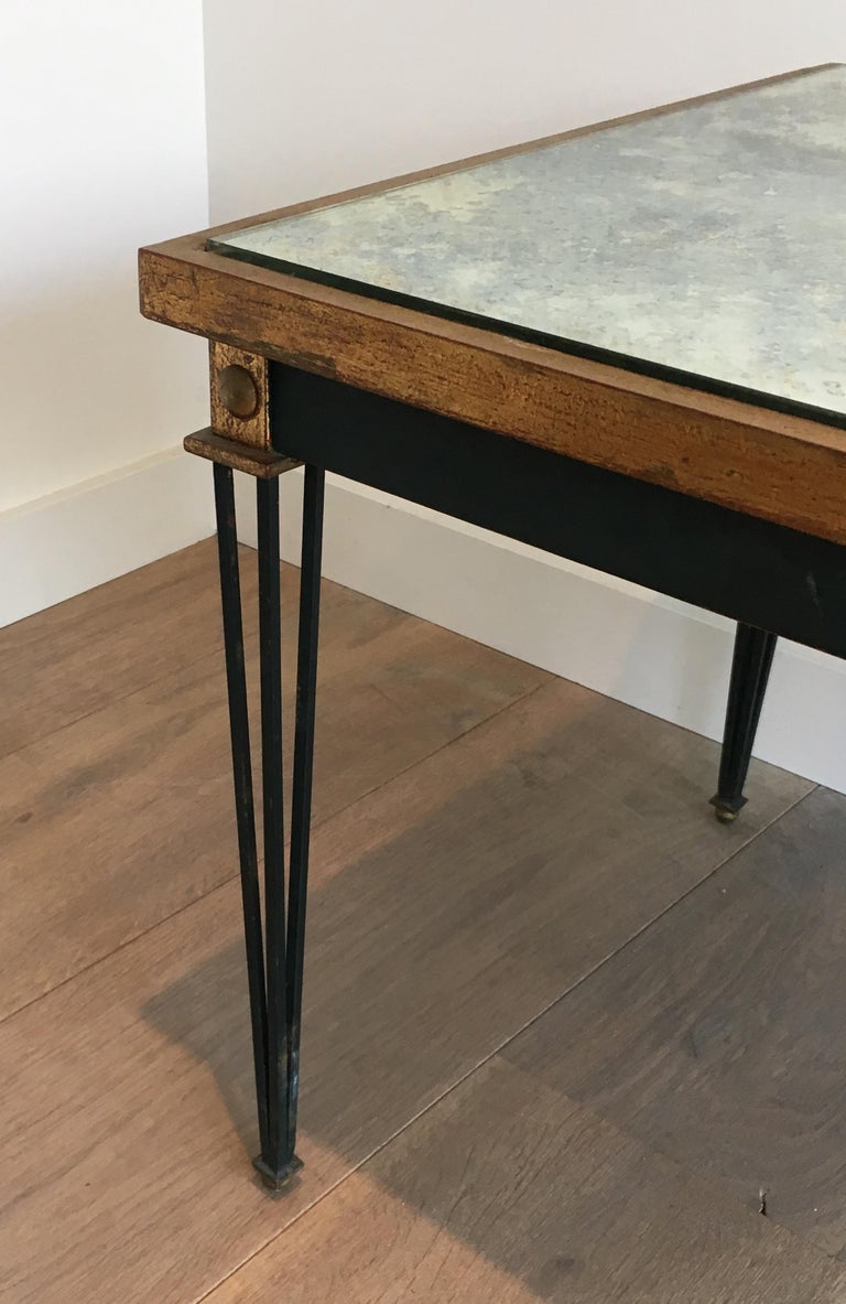 Painted and Gilt Steel Coffee Table in the Style of Jacques Quinet For ...