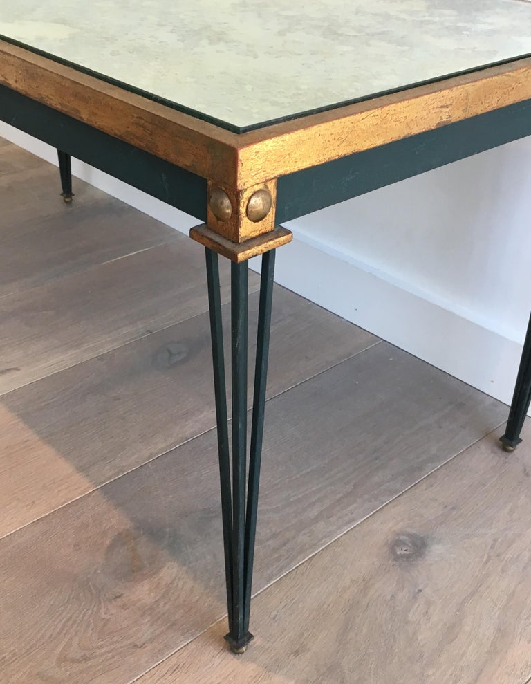 Painted and Gilt Steel Coffee Table in the Style of Jacques Quinet For ...
