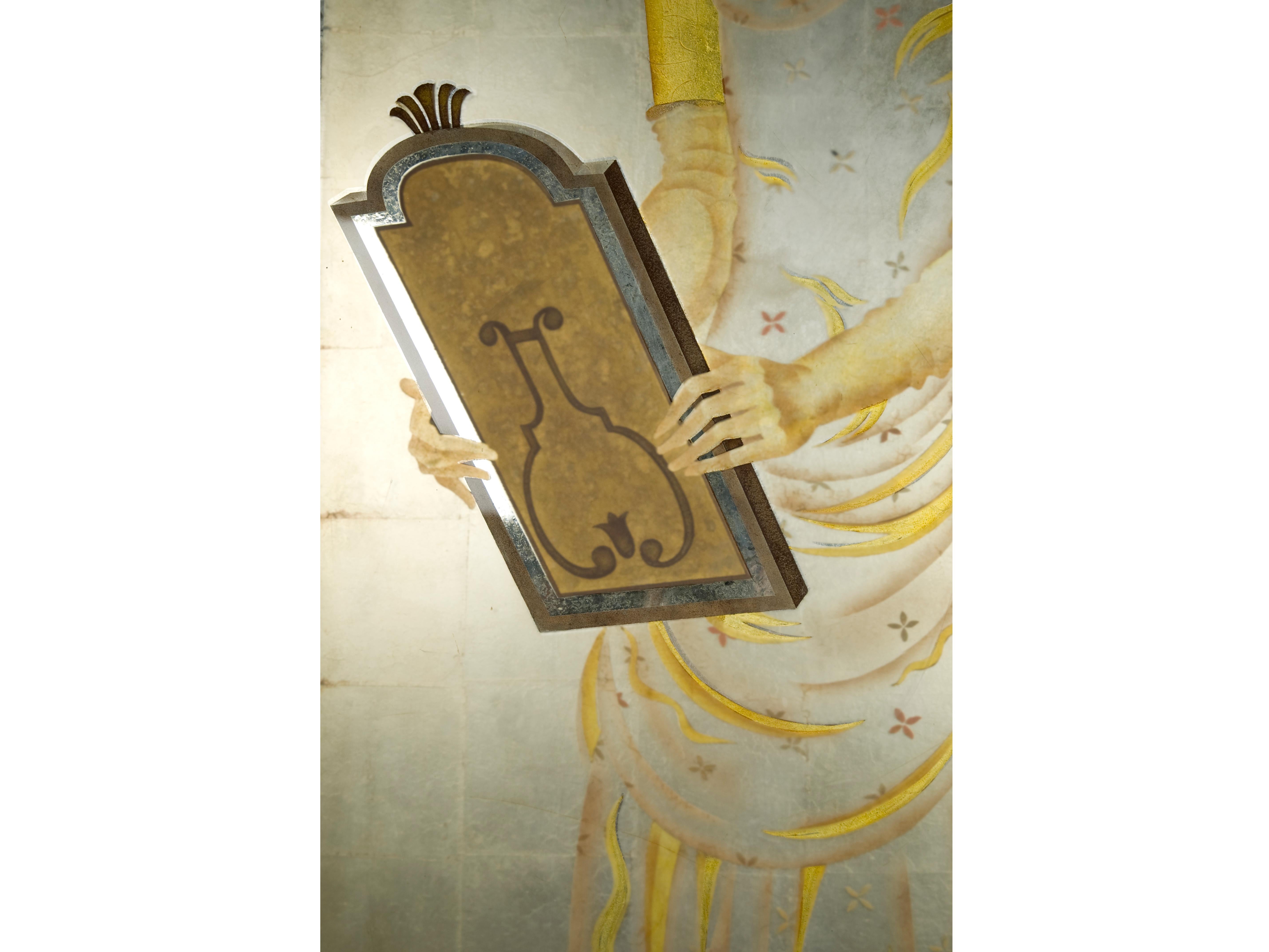Painted and Mirrored Venus and Eros Deco Panel in the Style of Pierre ...