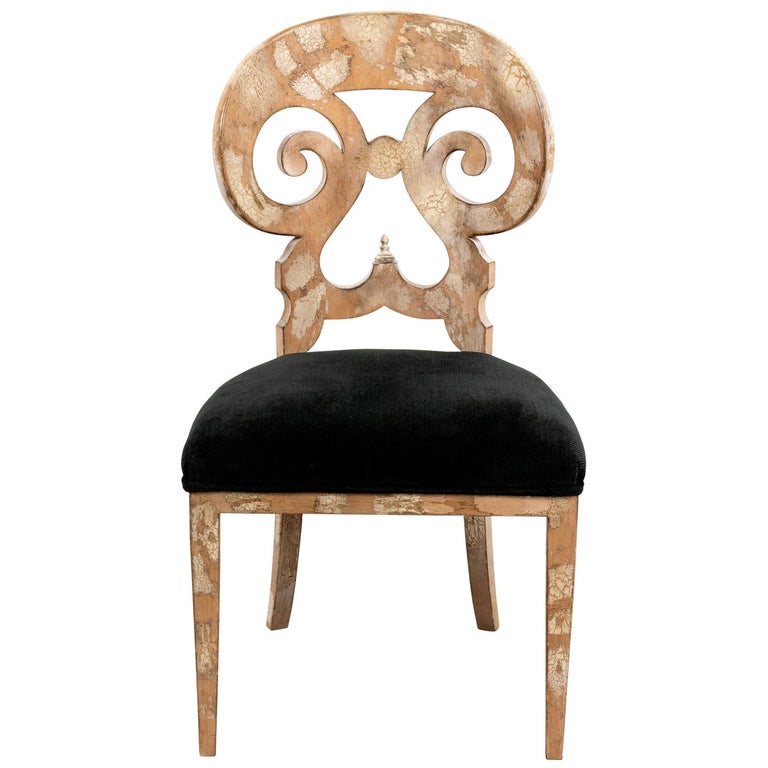 Painted and Upholstered Side Chair with Cut Out C-Scroll Back For Sale ...