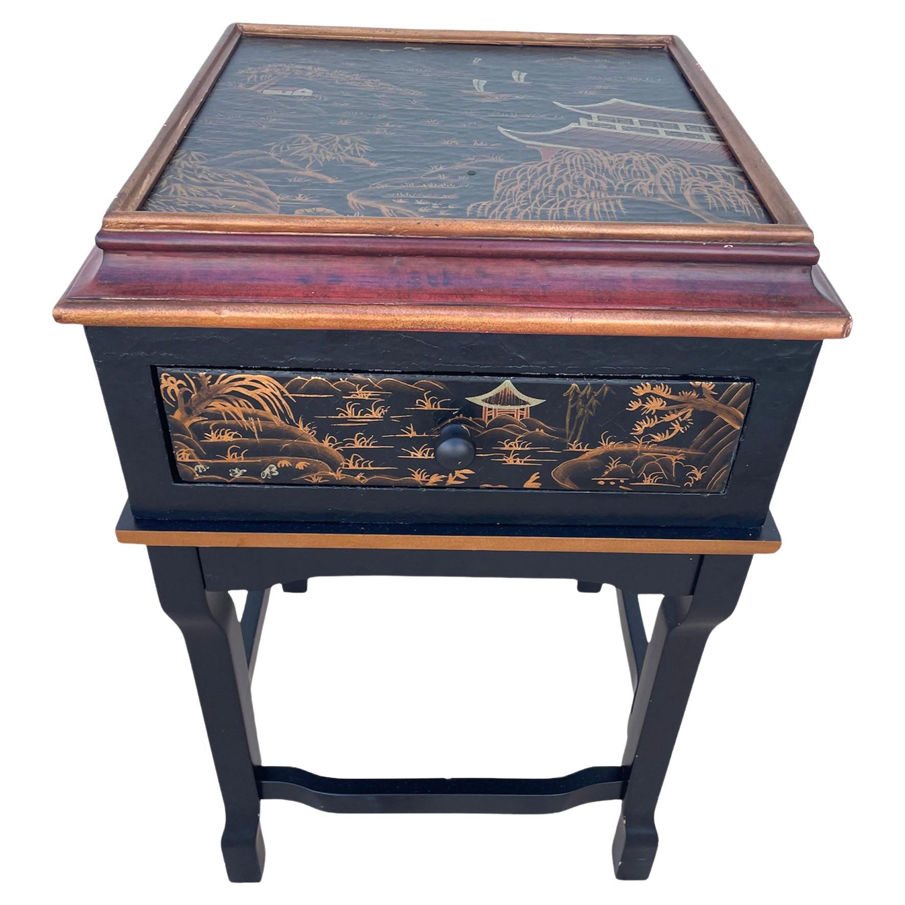 Painted Asian Side Table at 1stDibs