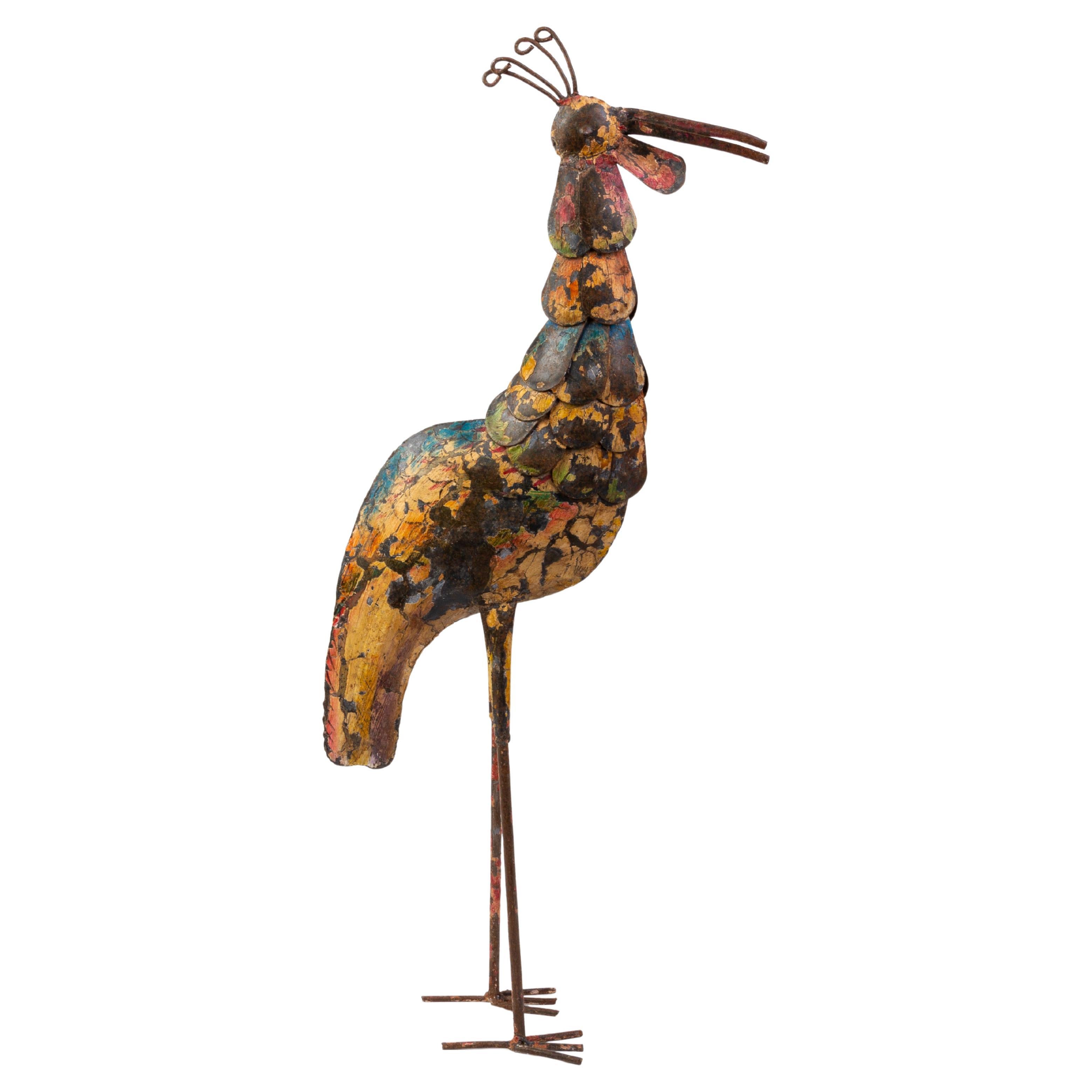 Painted Bird Interior Design Toleware Sculpture For Sale at 1stDibs