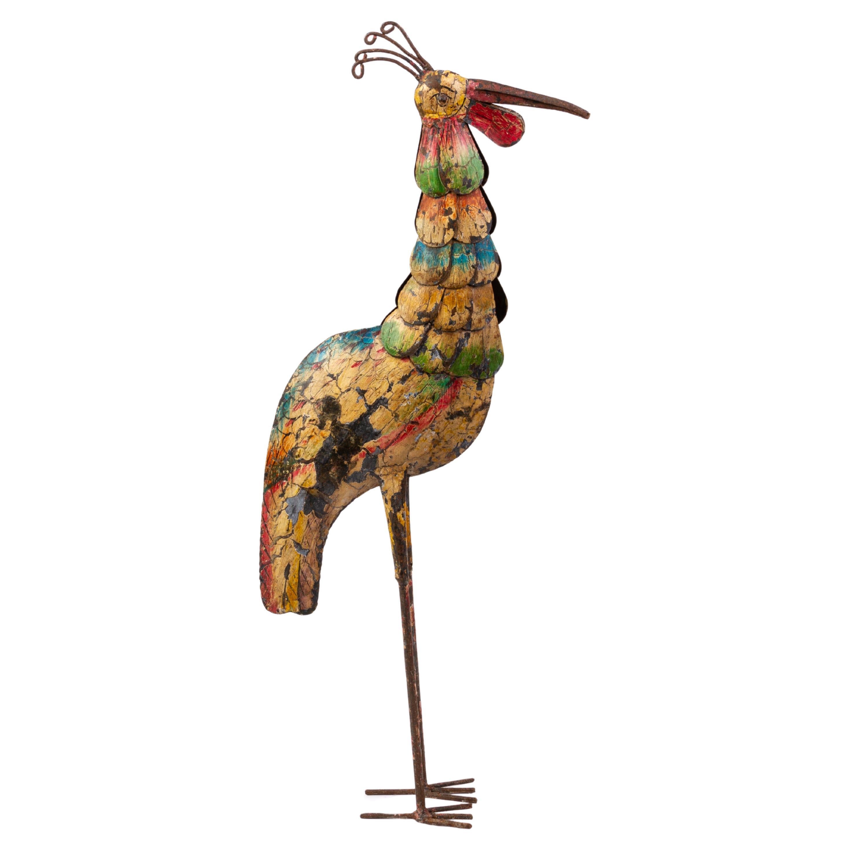Painted Bird Interior Design Toleware Sculpture For Sale at 1stDibs