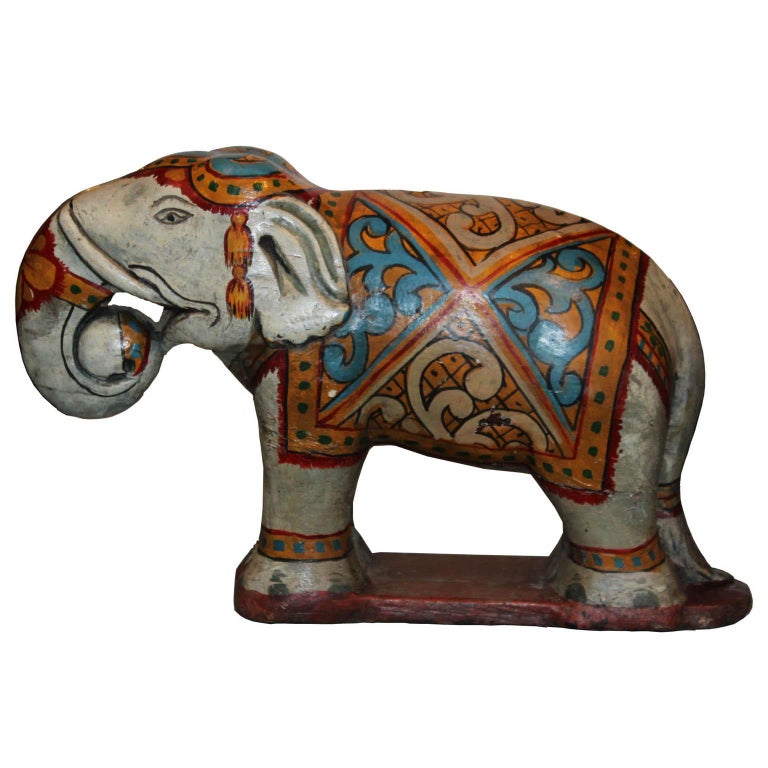 Painted Burmese Elephant For Sale at 1stDibs