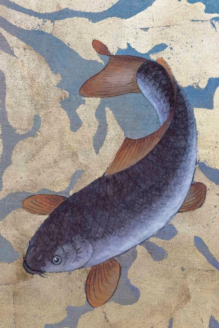 Painted Canvas Figuring Carps, Contemporary Work For Sale at 1stDibs