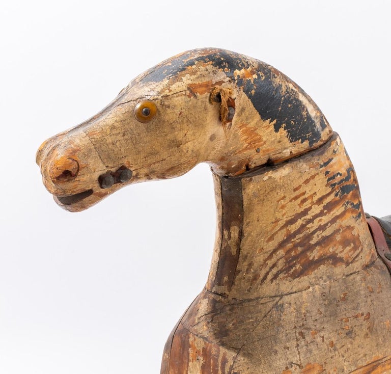 Painted Carved Wood Rocking Horse, 19th C. For Sale at 1stDibs