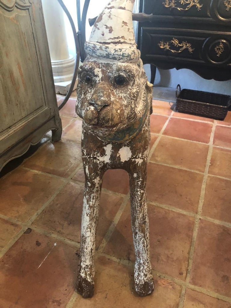 Painted Carved Wooden Carousel Monkey at 1stDibs