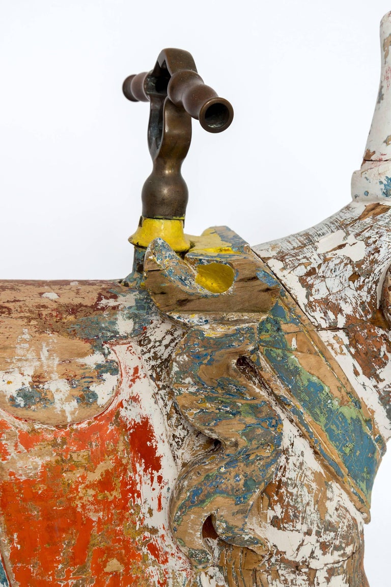 Painted Carved Wooden Carousel Monkey at 1stDibs