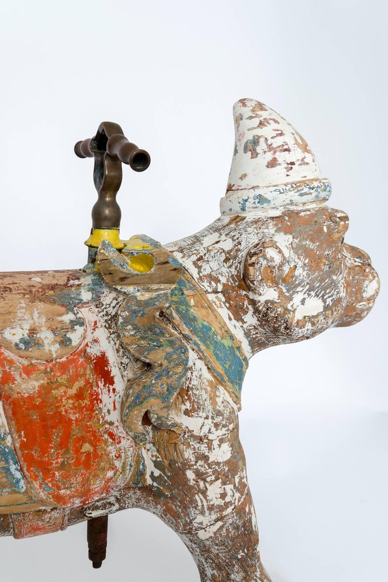 Painted Carved Wooden Carousel Monkey at 1stDibs