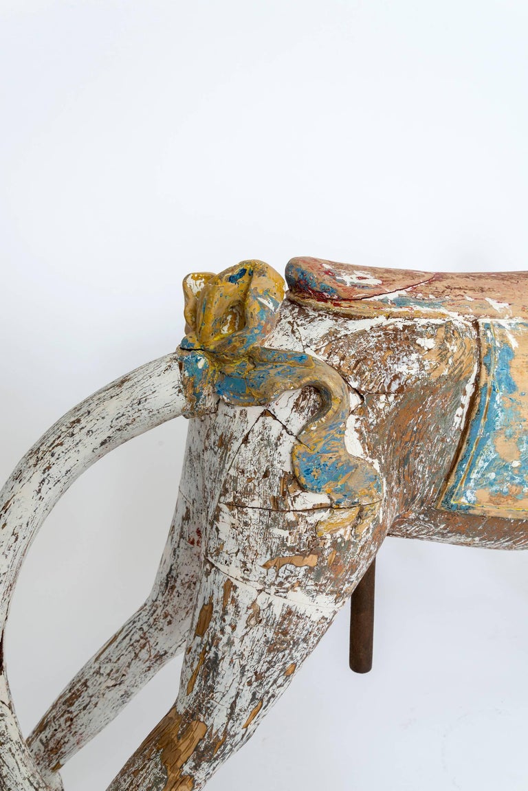 Painted Carved Wooden Carousel Monkey at 1stDibs