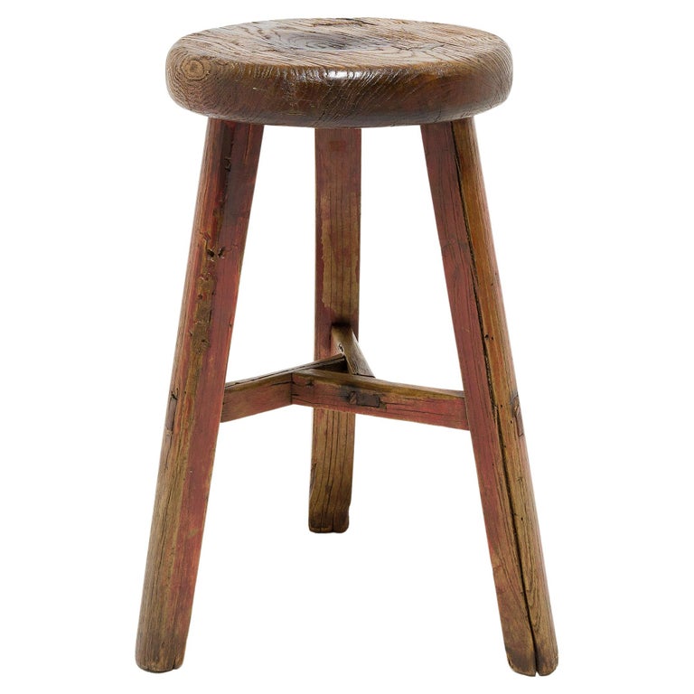 Painted Chinese Tri-Leg Stool, c. 1900 For Sale at 1stDibs