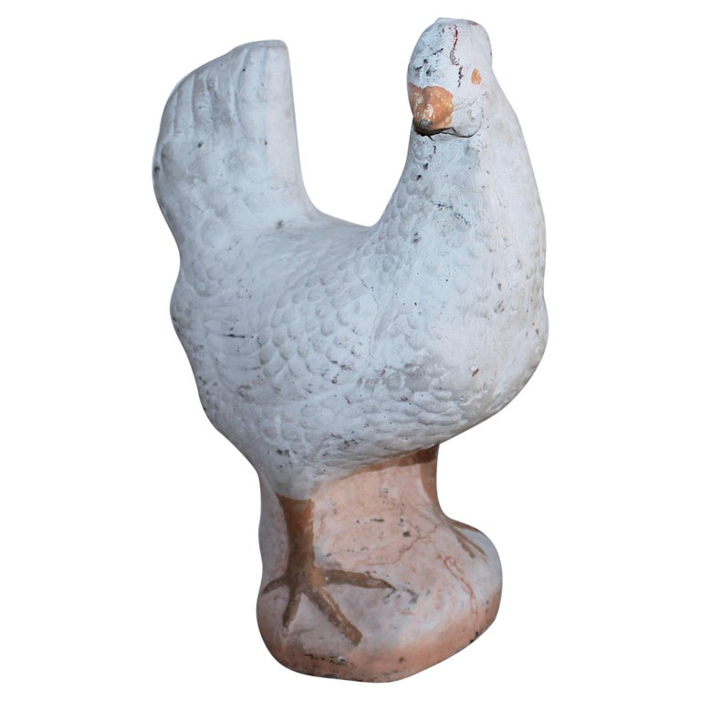 Painted Concrete Rooster from the Farm For Sale at 1stDibs