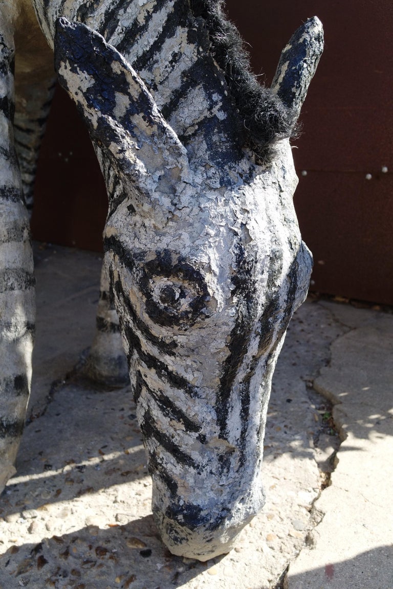 Painted Concrete Zebra Coming from a Normandy Zoo, circa 1900 For Sale ...
