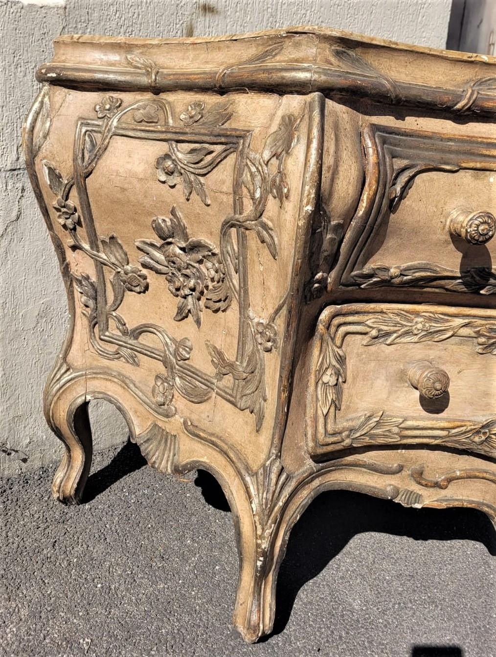 Painted Curved Commode, Venice, Louis XV Style, Xixth Century at 1stDibs