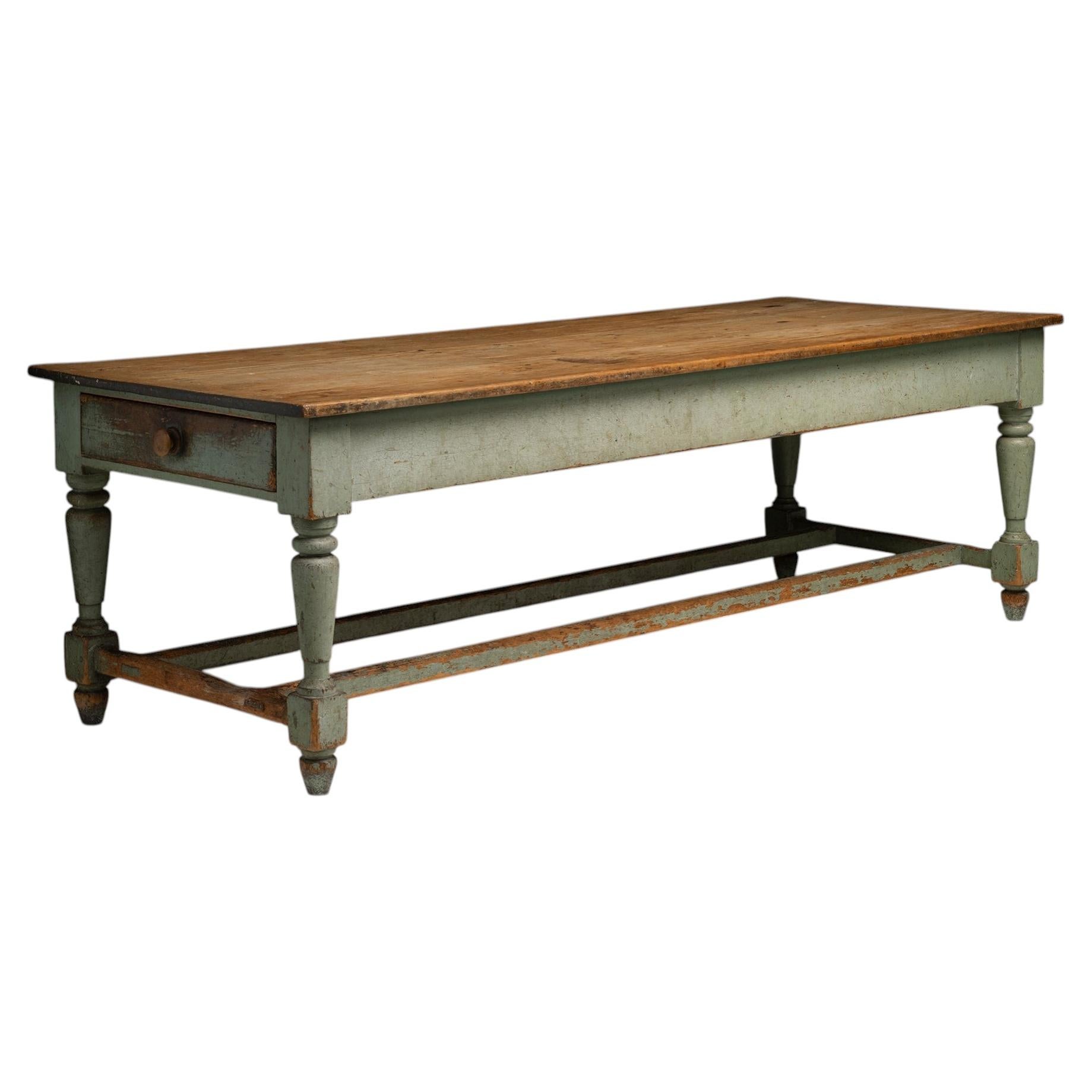 Large Italian Original Painted Console/ Farm Table For Sale at 1stDibs