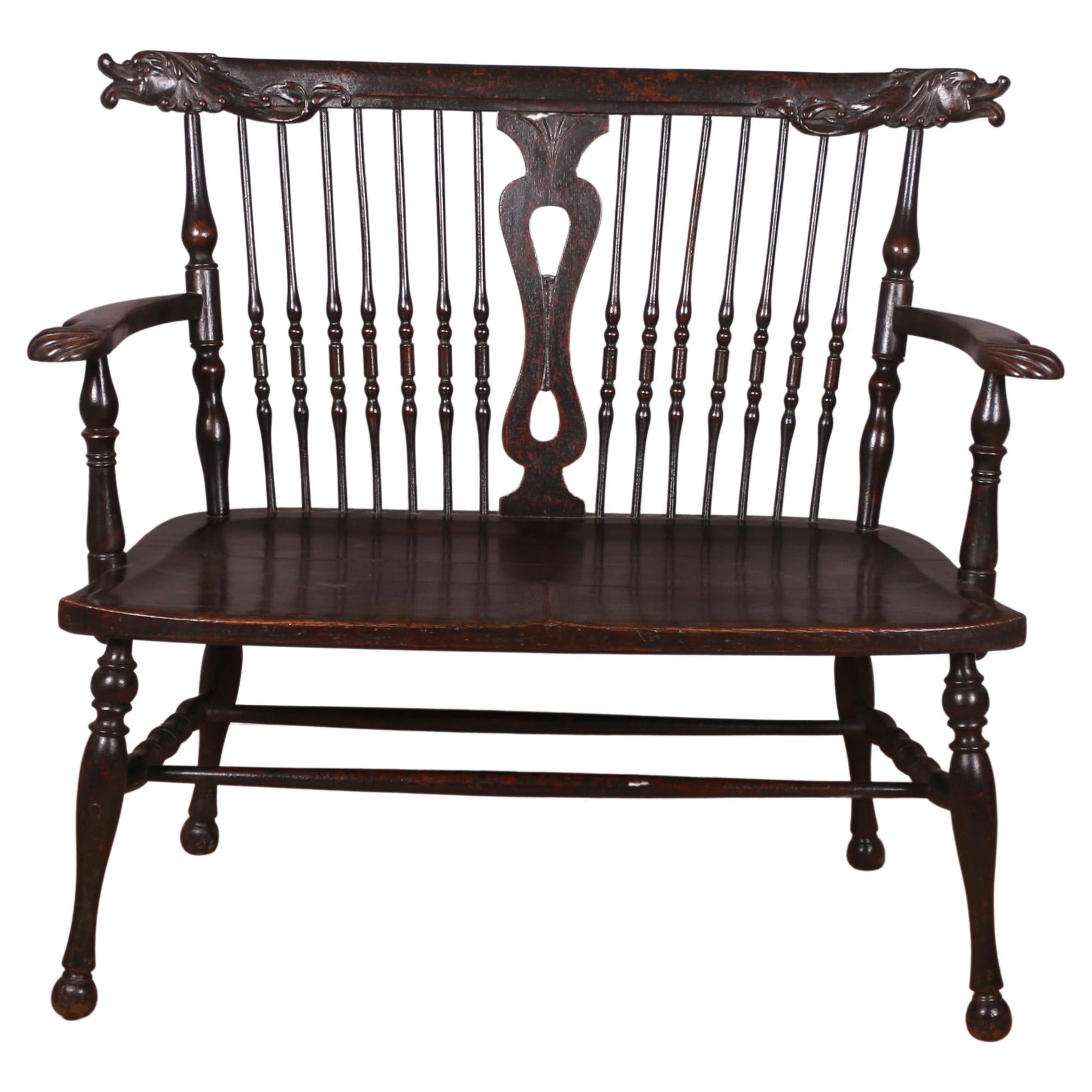 Carved English Oak Settle or Bench at 1stDibs