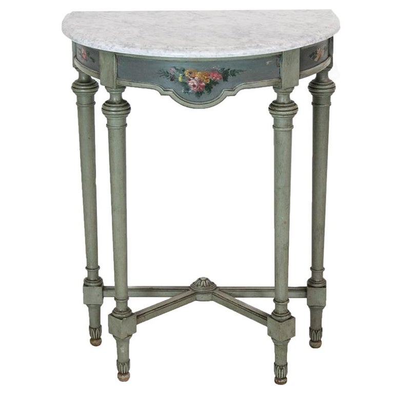 Painted English Demilune Side Table at 1stDibs