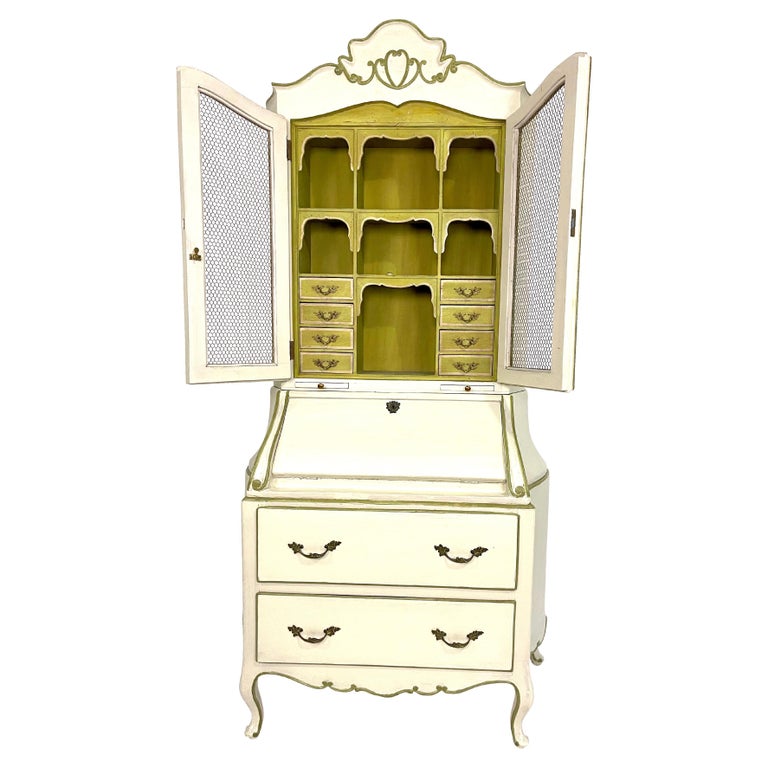 Painted French Provincial Ivory and Green circa 1920s Secretary/ Desk ...