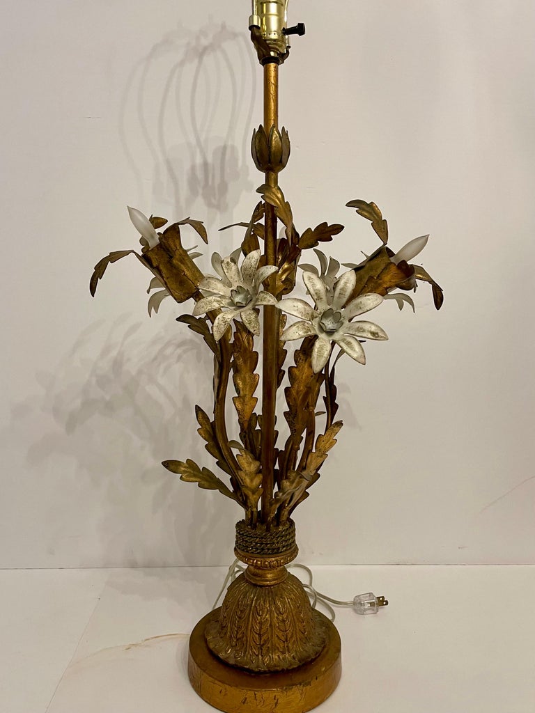 Painted Gilt Italian Tole Lamp For Sale at 1stDibs